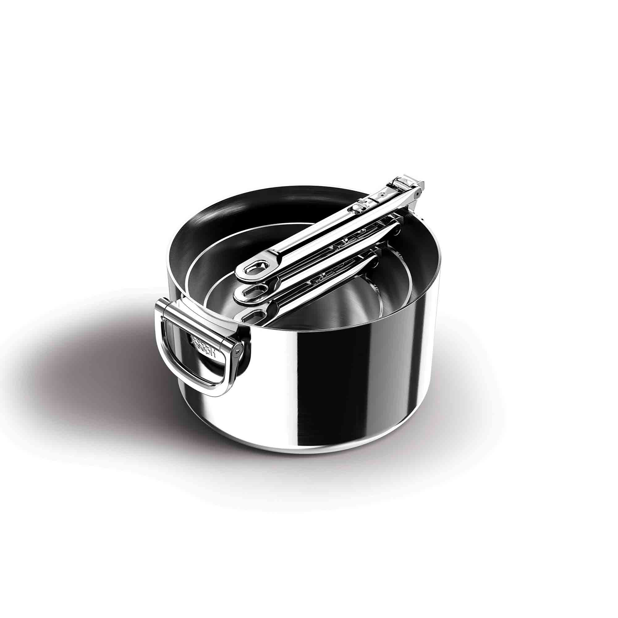 Joseph Joseph Space™ 3-Piece Stainless Steel Saucepan Set with Folding ...